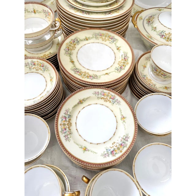 Vintage Nsp China Hand Painted Floral Dinnerware Set of 99 | Chairish