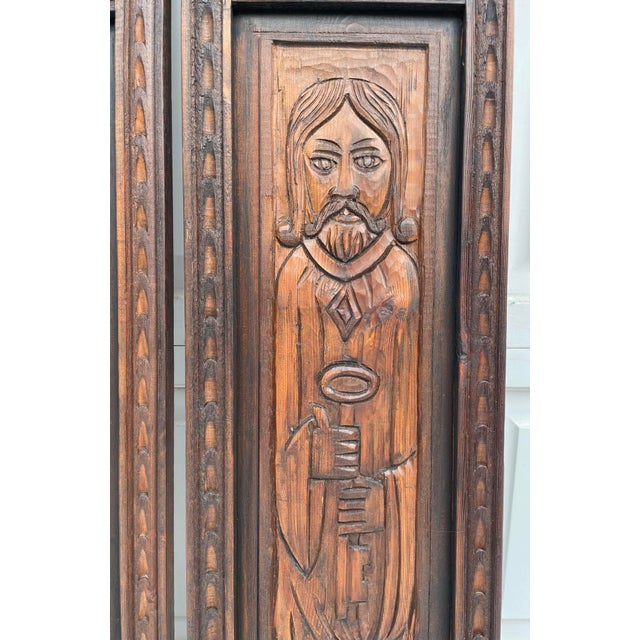 Mid-Century Wood Carved Religious Figures Wall Art Panels - Set of 3 ...