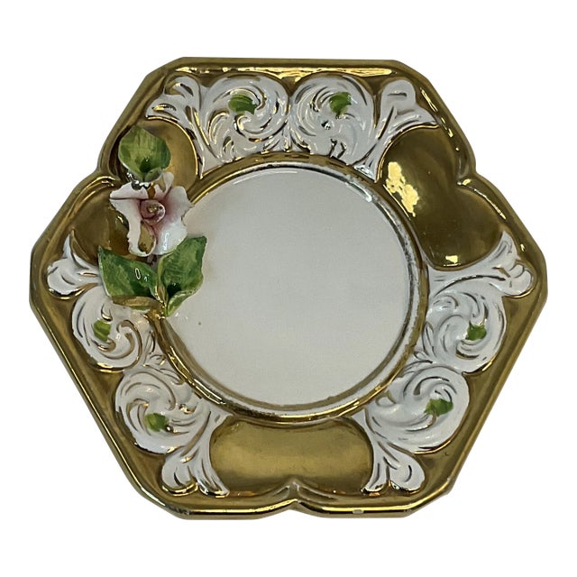 1950s Hollywood Regency Italian Majolica Bon Bon Plate With Trompe L ...