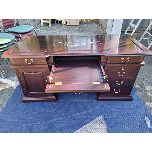 Modern Custom Built Executive Partner's Desk With Mother of Pearl Inlay ...