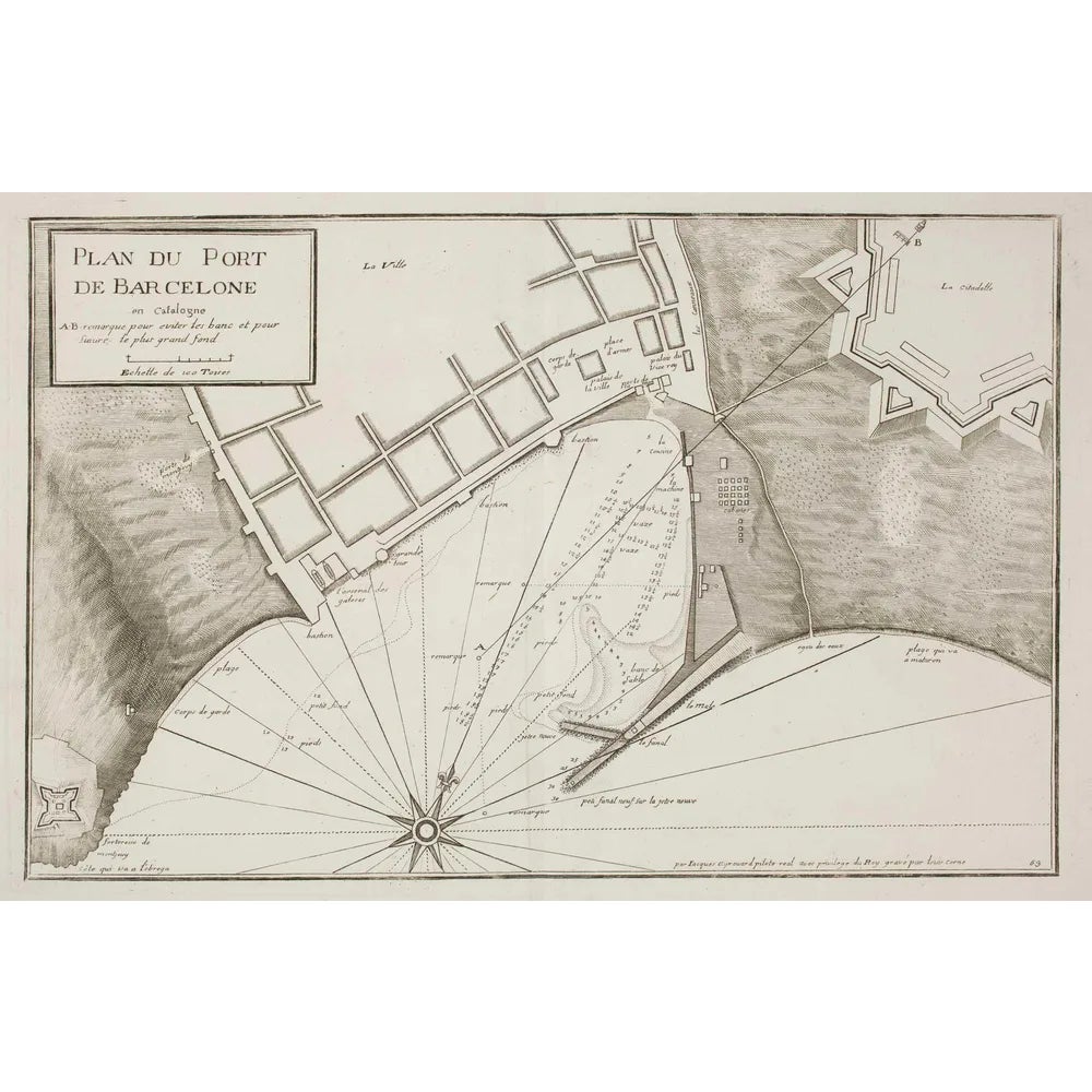 Sea Chart of Barcelona Harbour | Chairish
