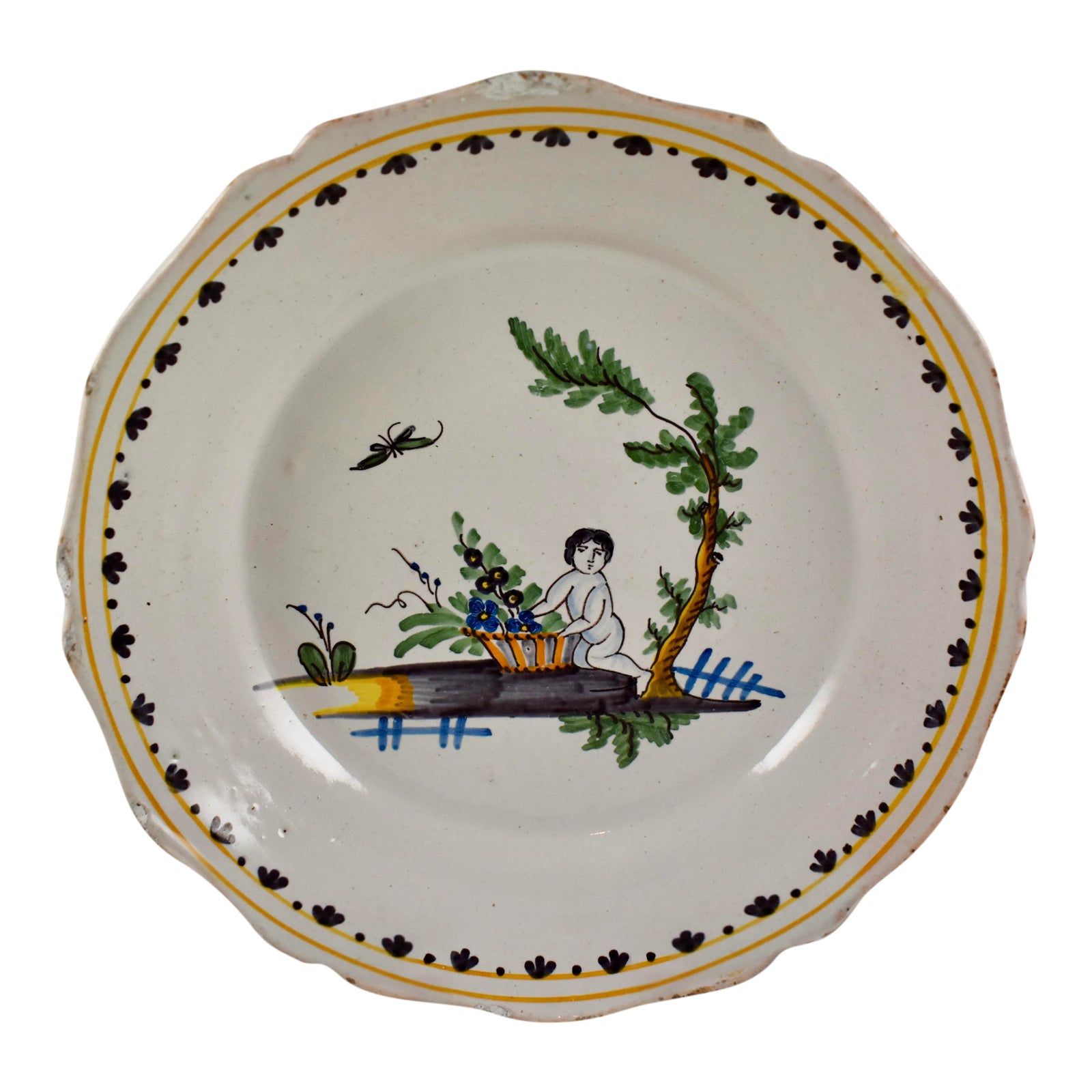 18th C. Nevers French Revolution Tin-Glazed Dish - La Famine Figure ...