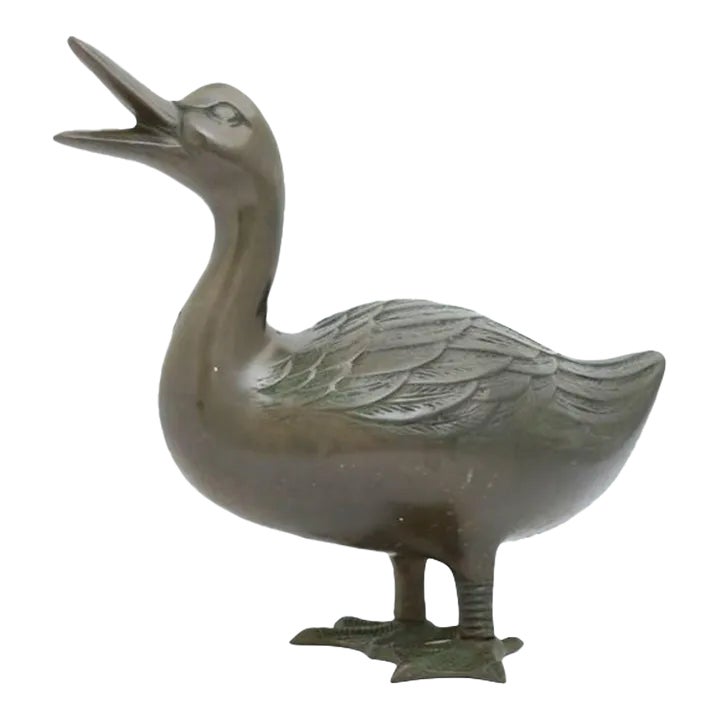Vintage Large Brass Duck Figurine | Chairish