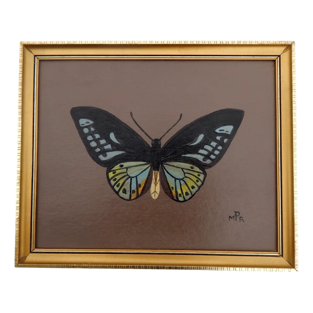 Matt Rix, Naive Style Butterfly Specimen in Blue and Green, 2000s, Oil ...