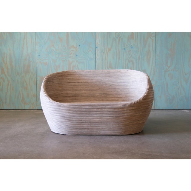 1980s Boho Modern Weathered Split Reed Ball Sofa and Chair After ...