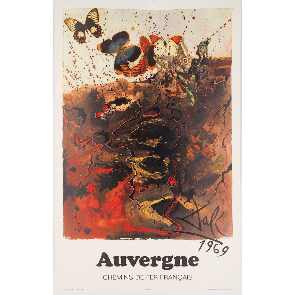 Salvador Dali, Auvergne, SNCF, Large Original Lithograph | Chairish