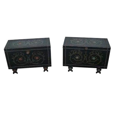 Vintage Studded Hand Painted Chests - a Pair | Chairish
