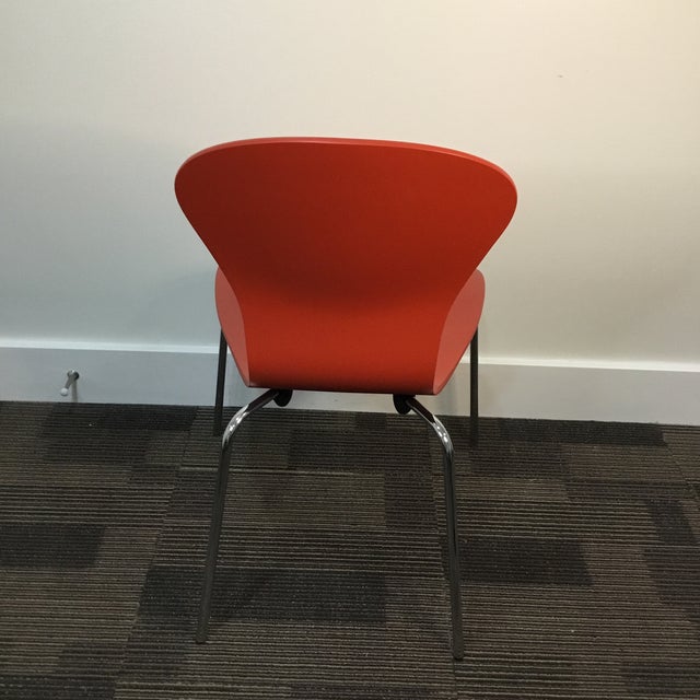 Knoll Studio Sprite Red/Orange Molded Plywood Side Chair | Chairish