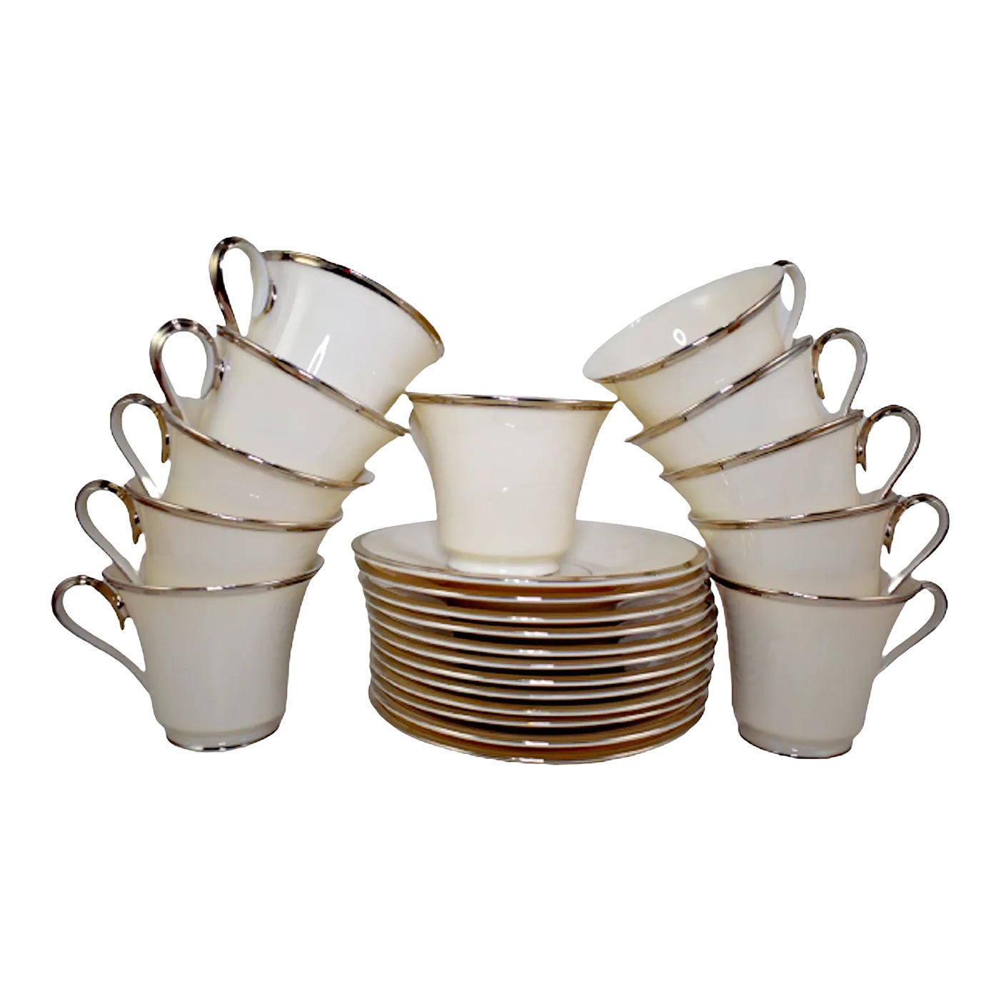 Late 19th Century Lenox Solitaire Cup & Saucer Set – 23 Pieces | Chairish