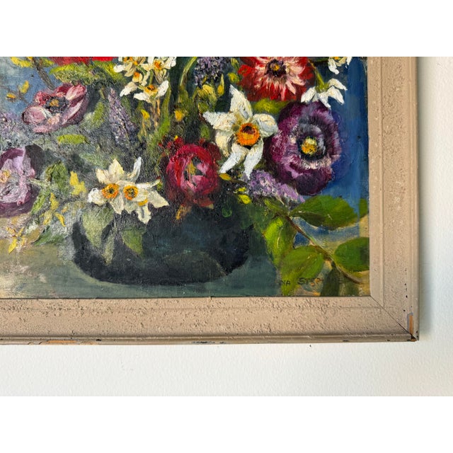 1960's Rena Stephens Floral Still Life Oil Painting | Chairish