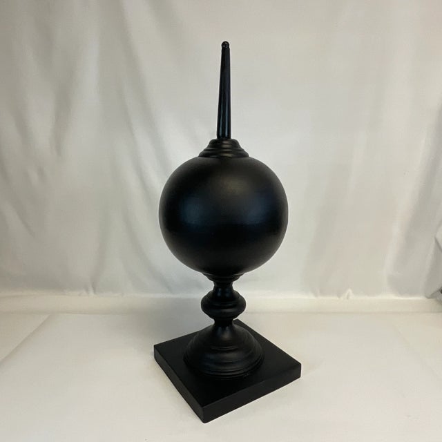 Mid-Century Art Deco Large Scale Black Metal Obelisk With Orb Detail ...