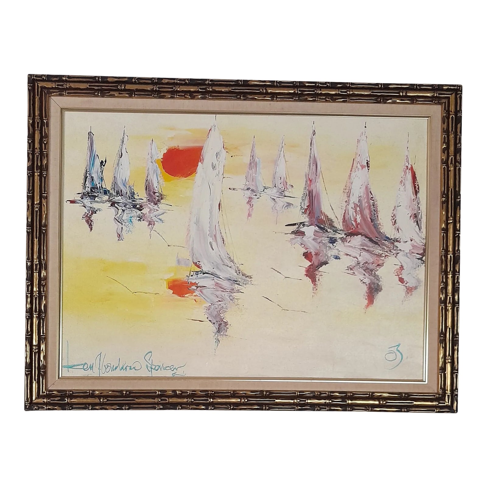 2000s "Sailing On" Abstract Landscape Acrylic Painting by Kenneth ...