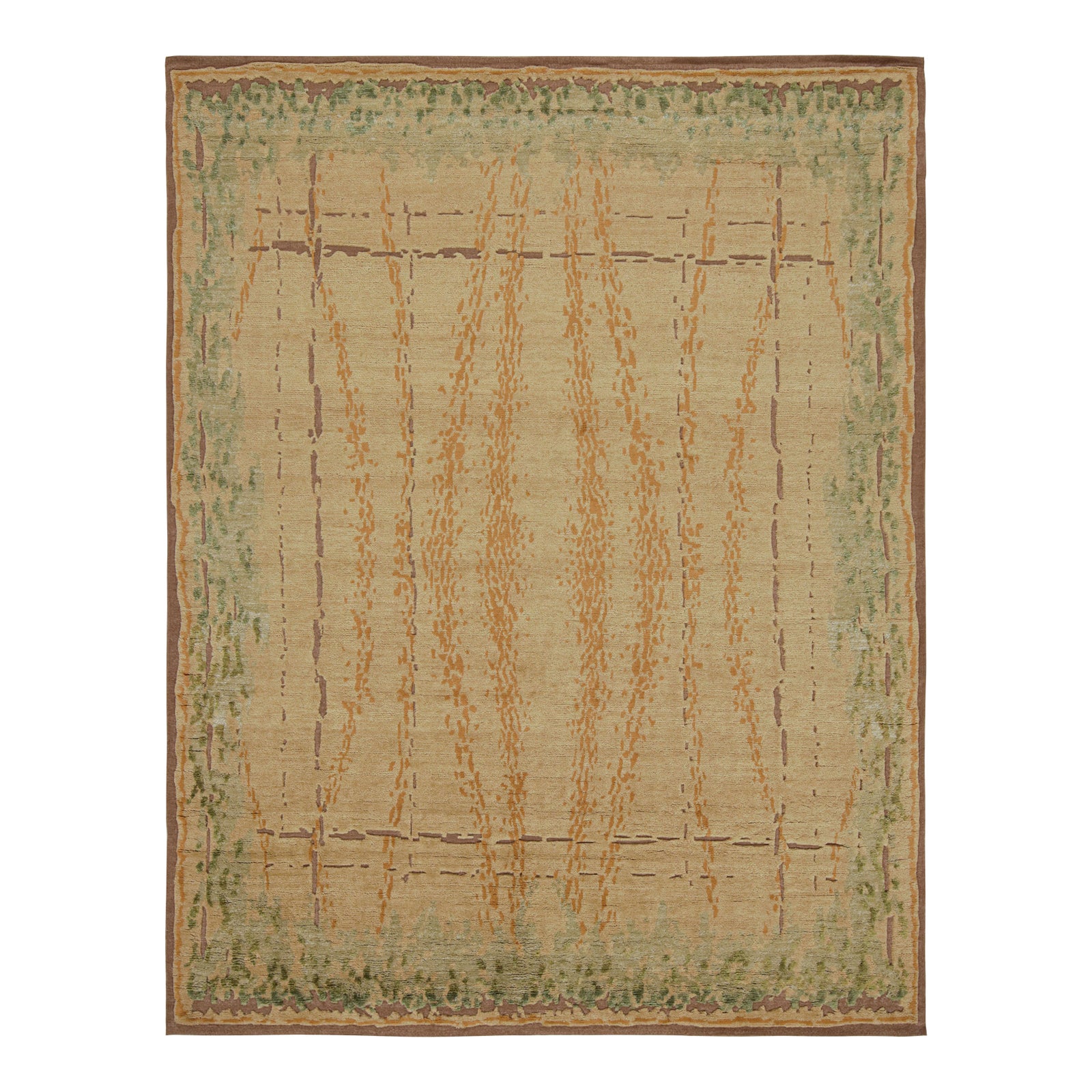 Rug & Kilim’s Modern French Art Deco Style Rug in Brown With Geometric ...