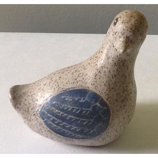 Studio Art Pottery Bird Sculptures - Blue & Greige | Chairish