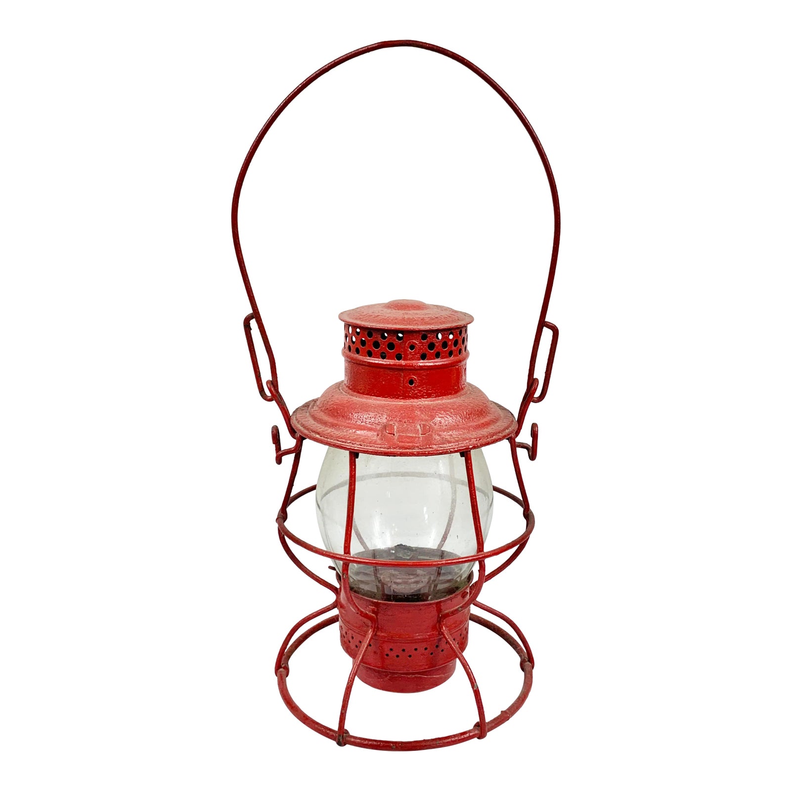 Vintage Red Metal Lantern | Chairish