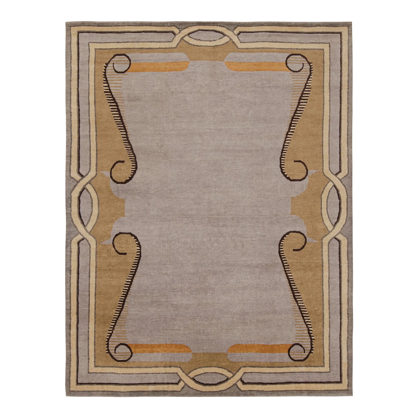 Rug & Kilim’s Modern French Art Deco Style Rug in Gray With Geometric ...