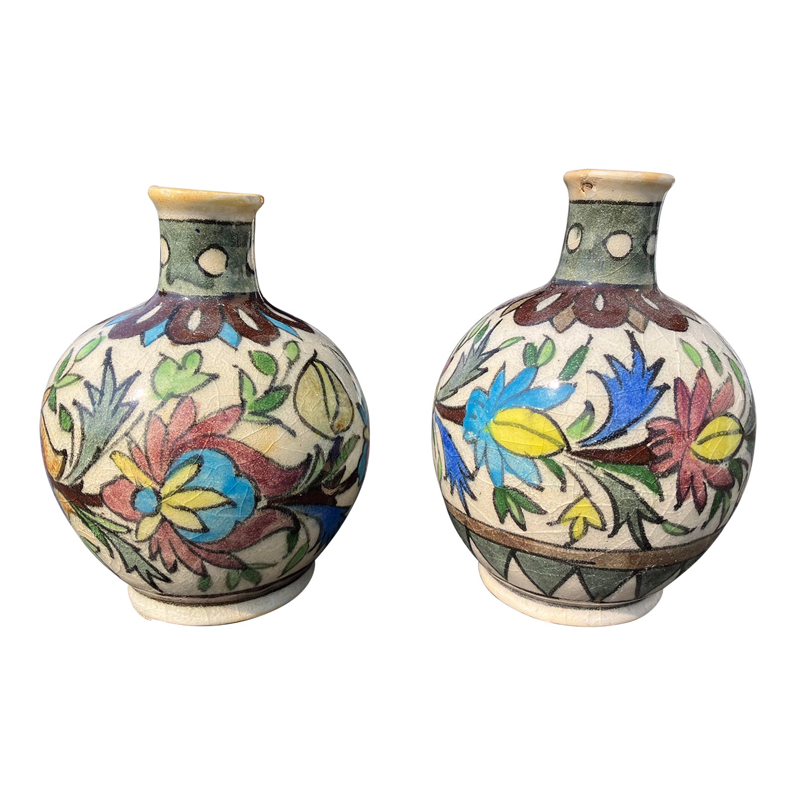 19th Century Arabian Pottery Spice Jars - a Pair | Chairish