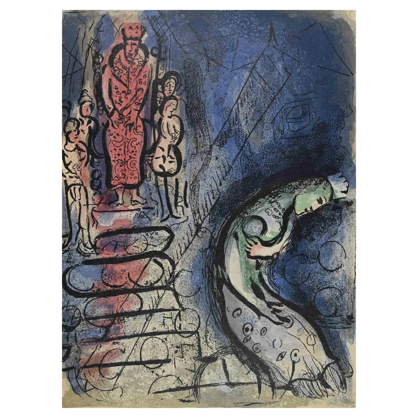 Marc Chagall, Ahasuerus Sends Vasthi Away, Lithograph, 1960 | Chairish