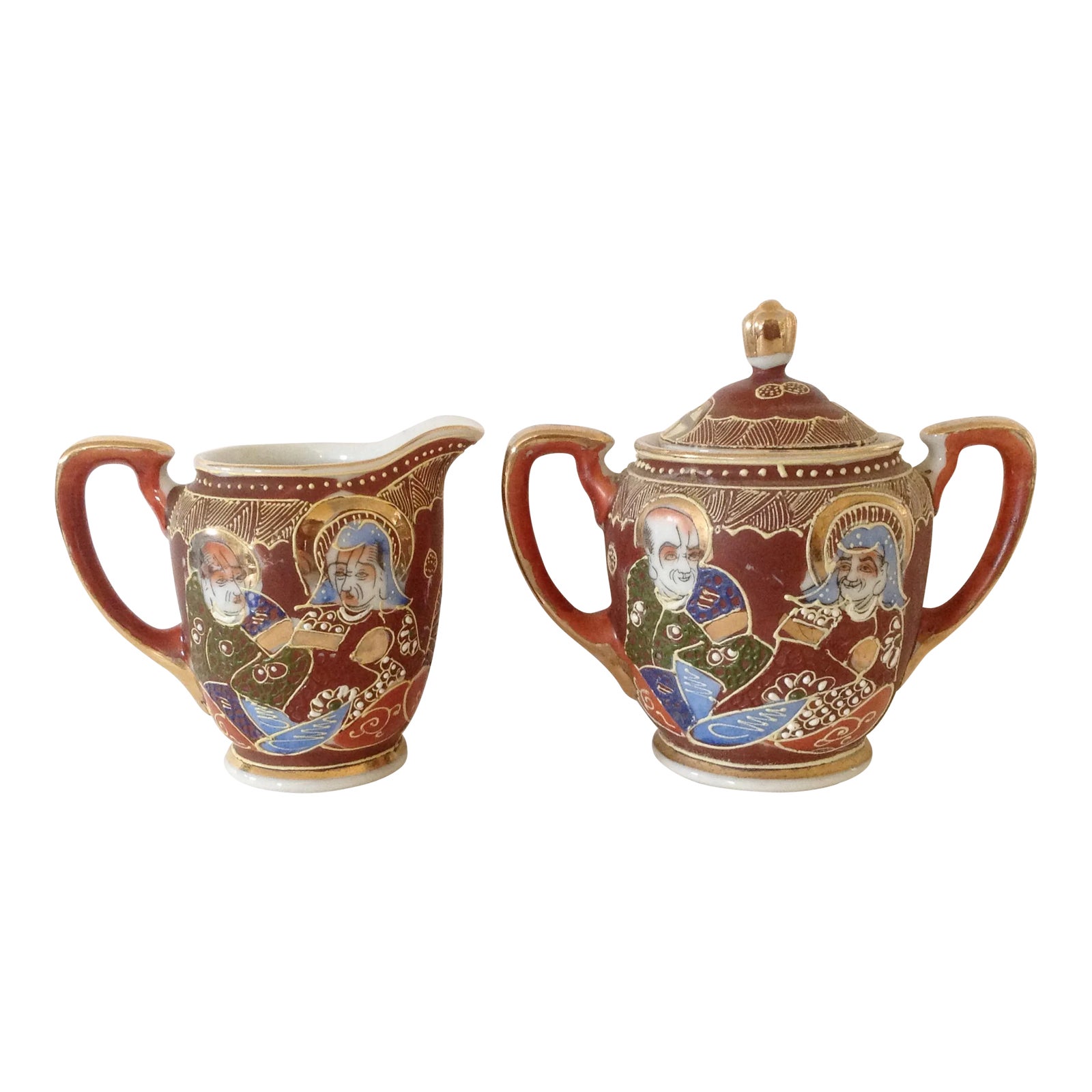 Japanese Satsuma Cream and Sugar Set | Chairish