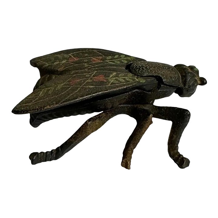 Vintage Mid Century Hand Painted Cast Iron Fly Bug Ashtray | Chairish