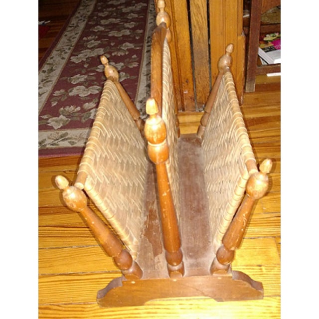 Mid-Century Flat Reed & Wood Magazine Rack Made by Berea College ...