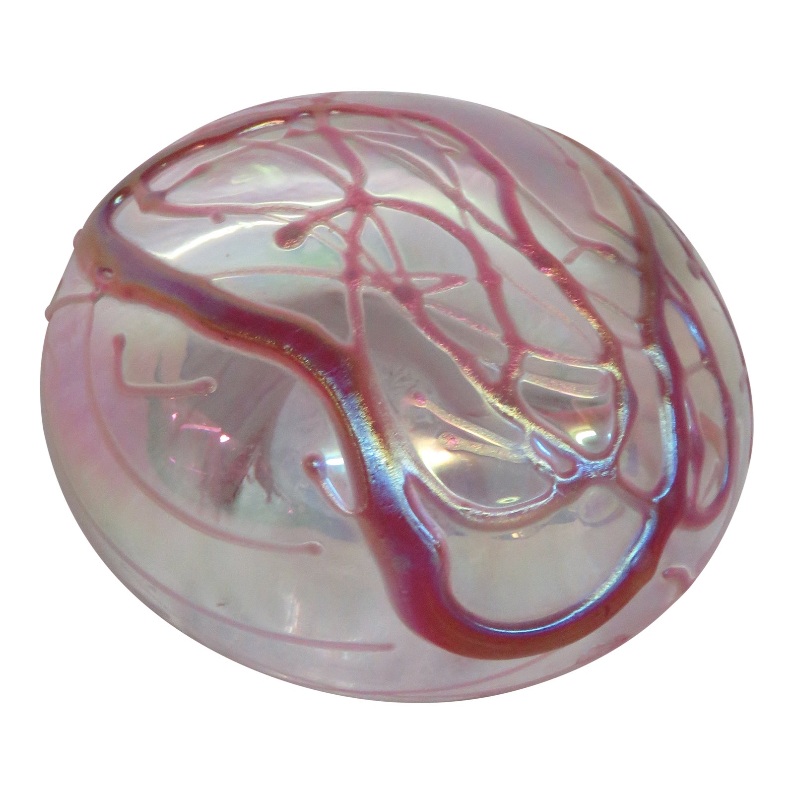 Intaglio Anton Pink Iridescent Carnival Glass Paperweight Studio Art ...