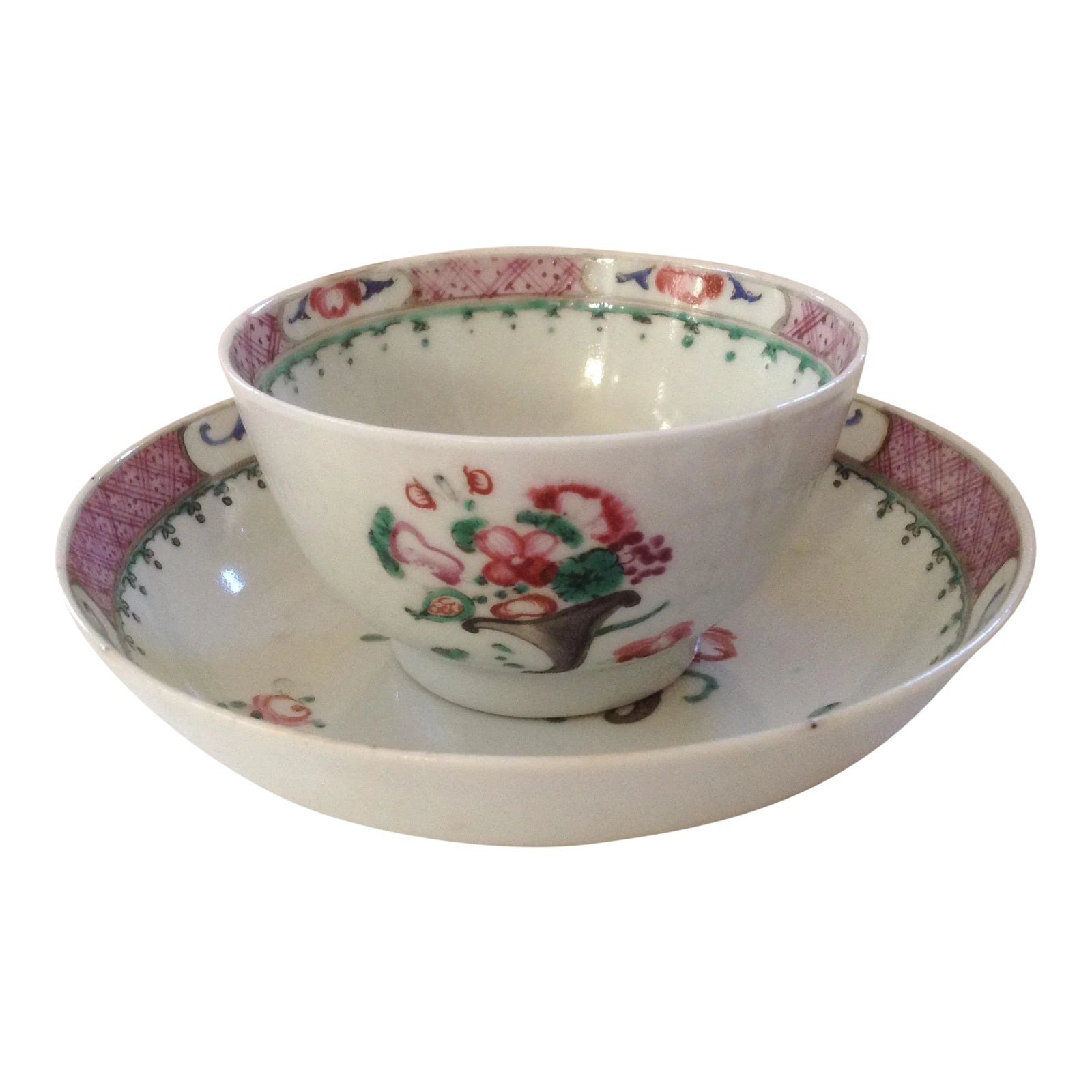 18th Century Chinese Export Tea Cup & Saucer | Chairish