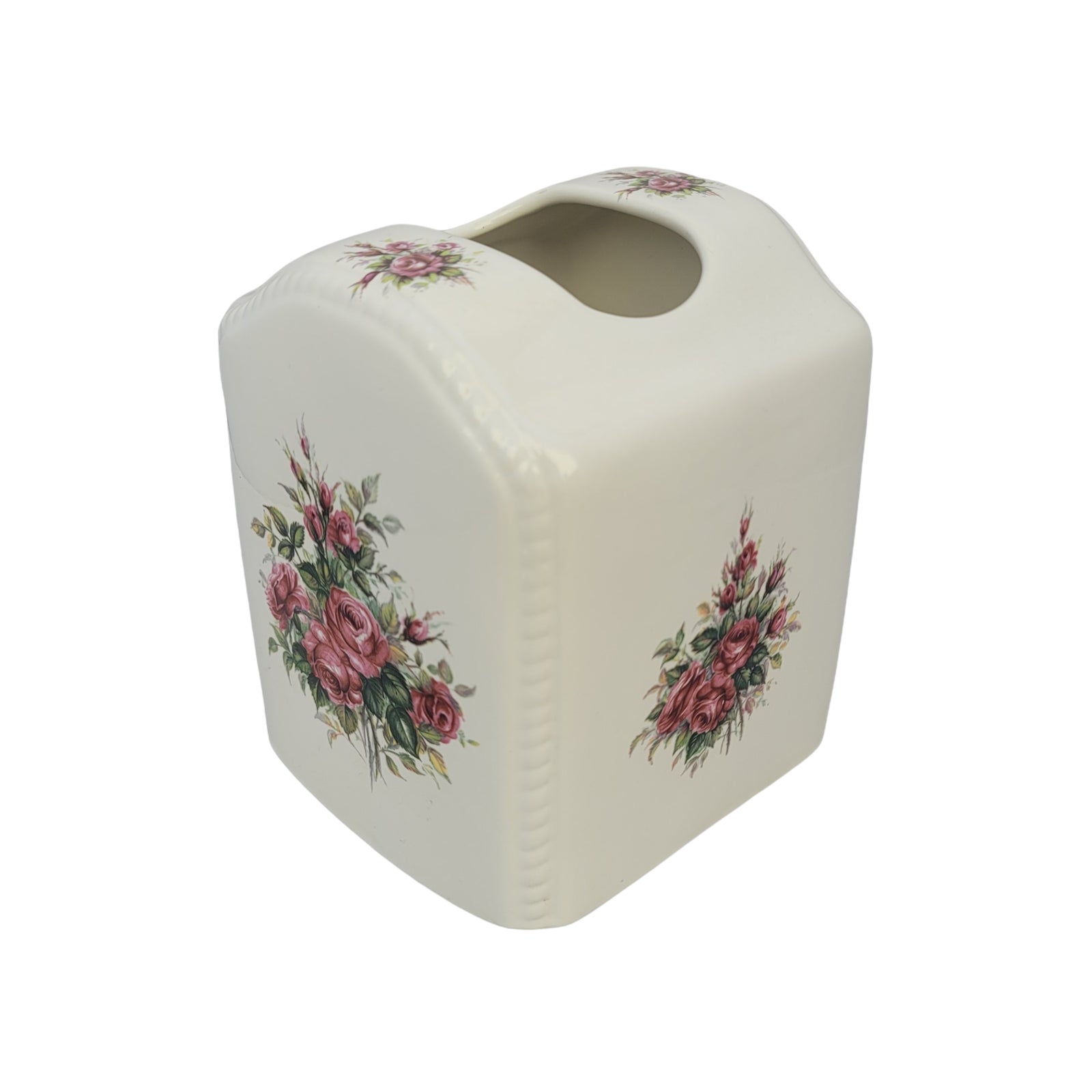 Vintage Late 20th Century Floral Rose Chintz Porcelain Ceramic Tissue ...
