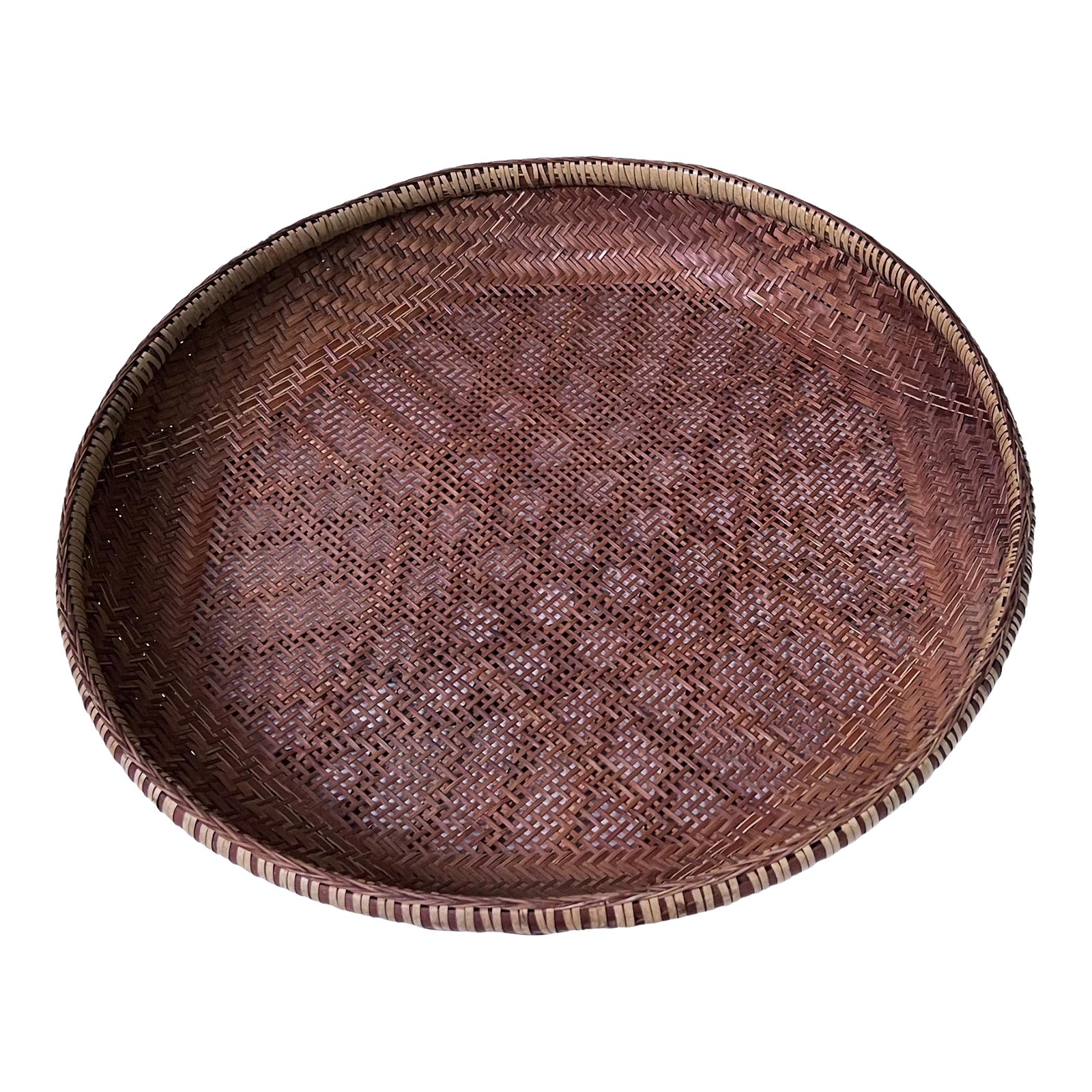 Vintage Woven Winnowing Basket | Chairish
