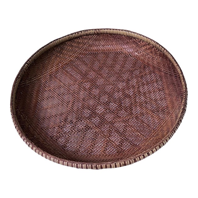 Vintage Woven Winnowing Basket | Chairish