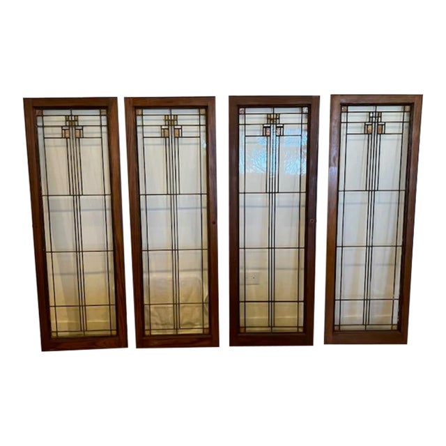 Early 20th Century American Prairie School Windows - Set of Four | Chairish