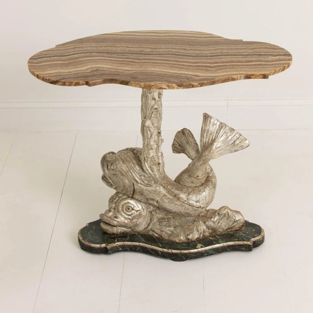 19th Century Italian Silver Leaf Dolphin Side Table With Original Wood ...