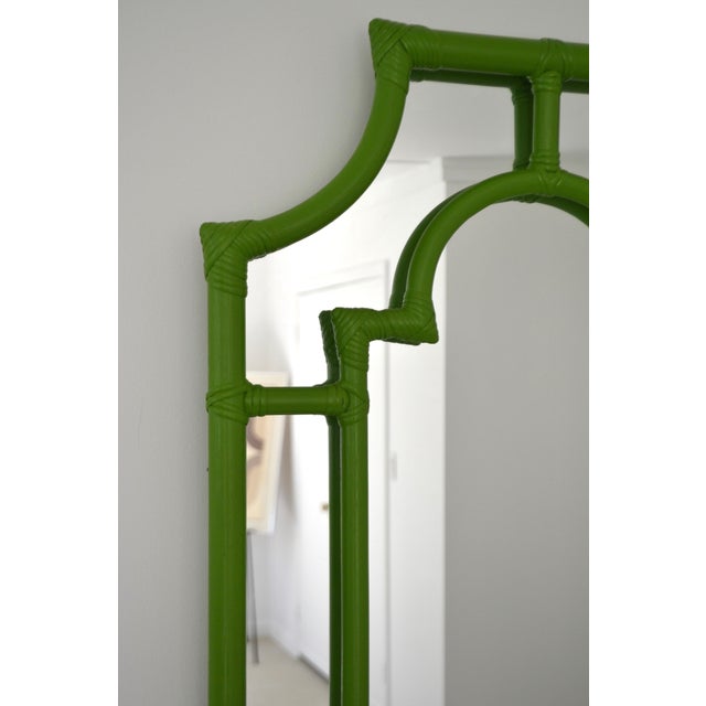 Hollywood Regency Green Lacquered Bamboo Wall Mirror | Chairish