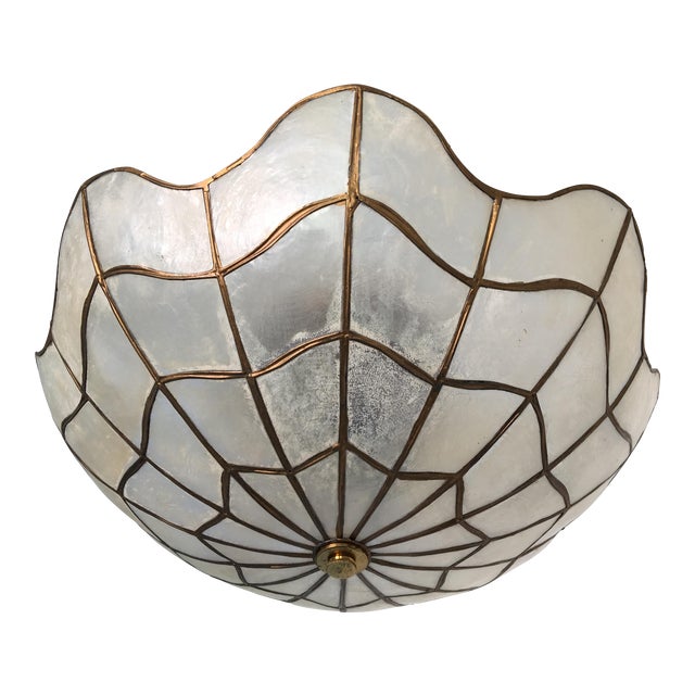 1950s Capiz Shell Ceiling Light | Chairish