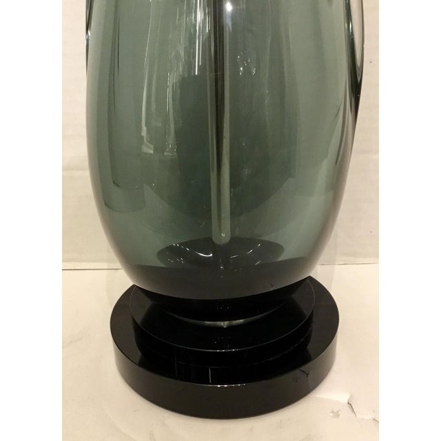 Currey & Co. Modern Smoke Gray Glass Lamps Table Lamps - a Pair | Chairish