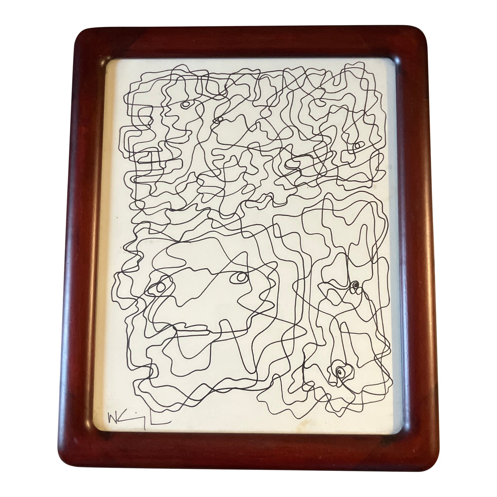 1980’s Original Wayne Cunningham Abstract Ink Drawing Vintage Rounded ...