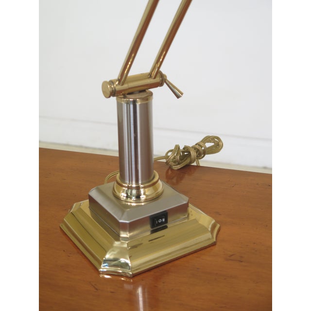 Modern Brass & Steel Adjustable Arm Desk Lamp | Chairish