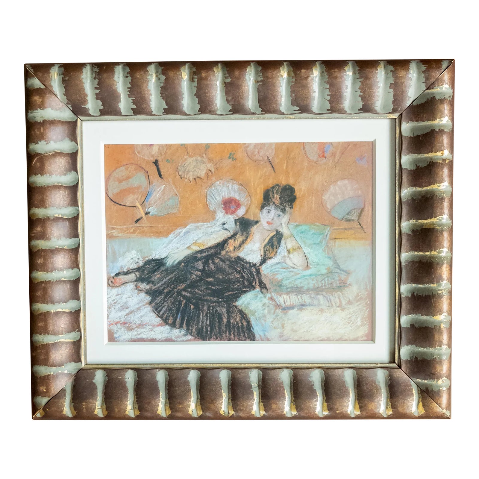 Early 20th CenturyFrench Impressionist Pastel Painting of a Lady and ...
