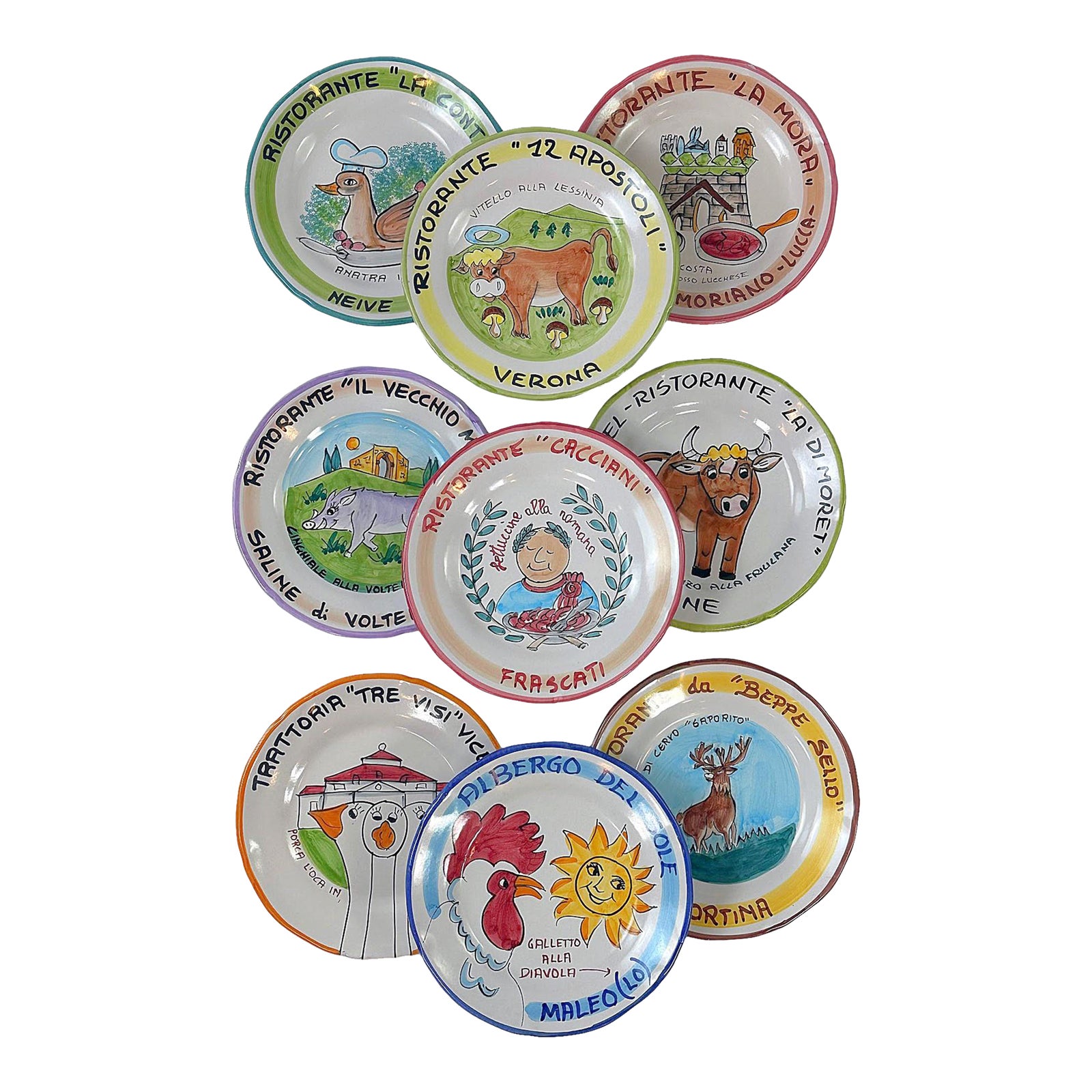 20th Century Amalfi Coast Ristorante Del Buon Ricordo Italian Plates ...