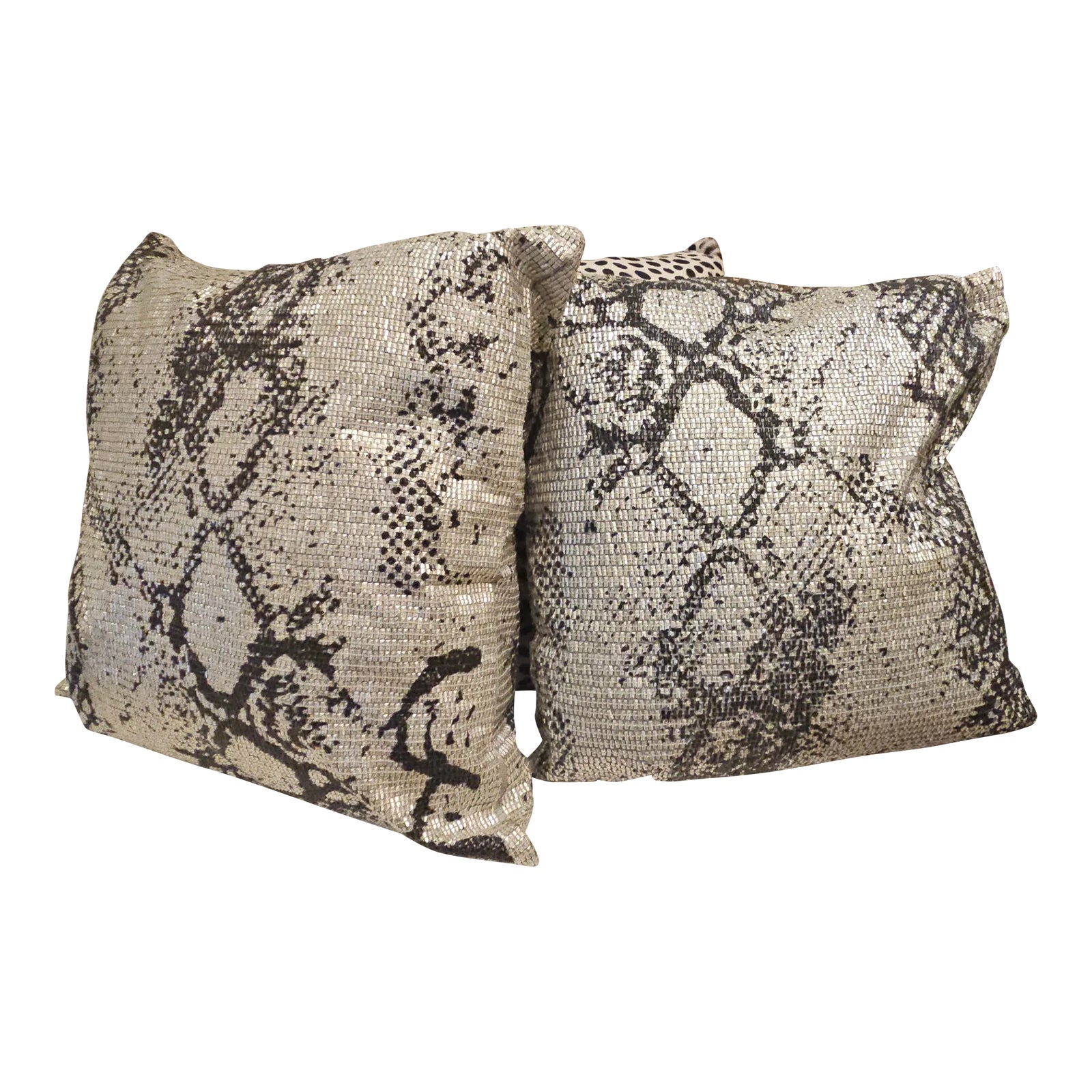Global Views Modern Shimmer Snake Skin Pillows- Set of 2 | Chairish