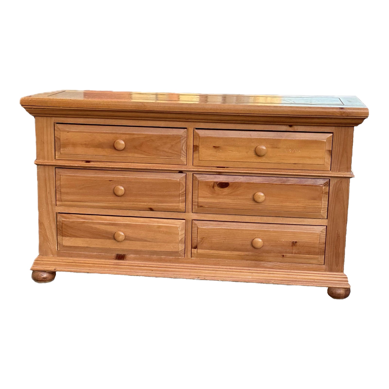1980s Vintage Broyhill Knotty Pine 6 Drawer Dresser | Chairish