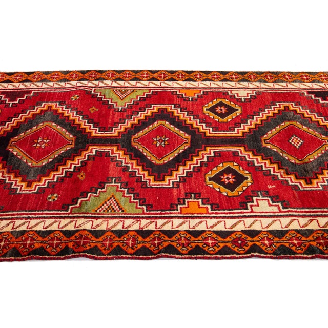 Vintage Tribal Persian Shiraz Hand-Knotted Wool Rug With a Red Field ...