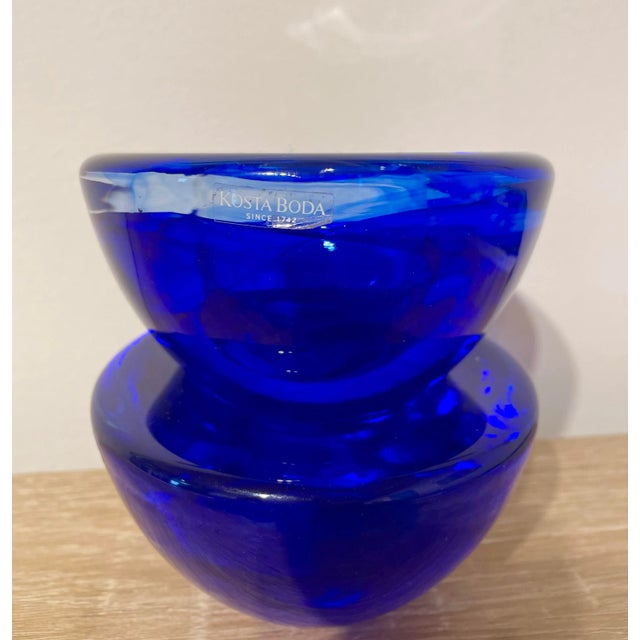 Kosta Boda Cobalt Blue Candle Votives - Set of 2 | Chairish