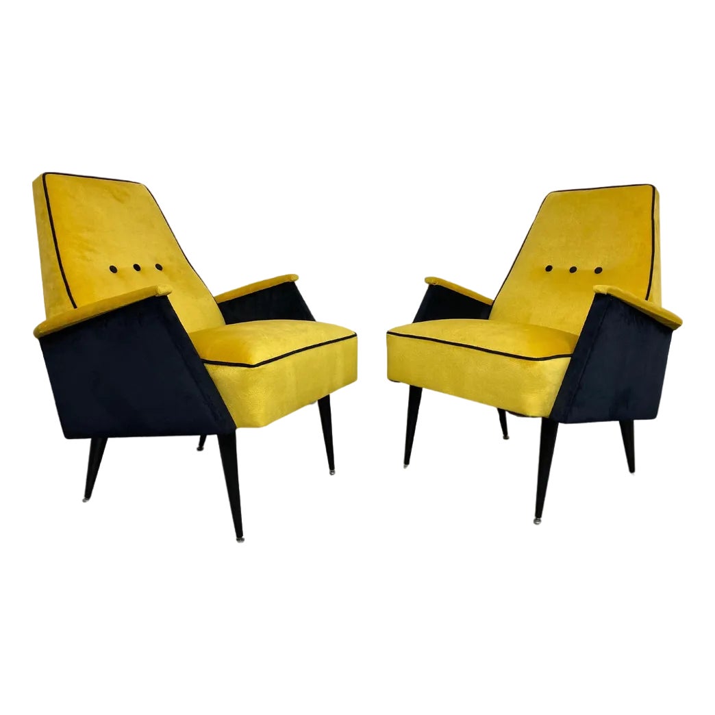 Mid-Century Yellow Armchairs, 1950s, Set of 2 | Chairish
