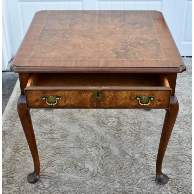 Vintage Kittinger Queen Anne Style Walnut & Burl Top Side Table W ...