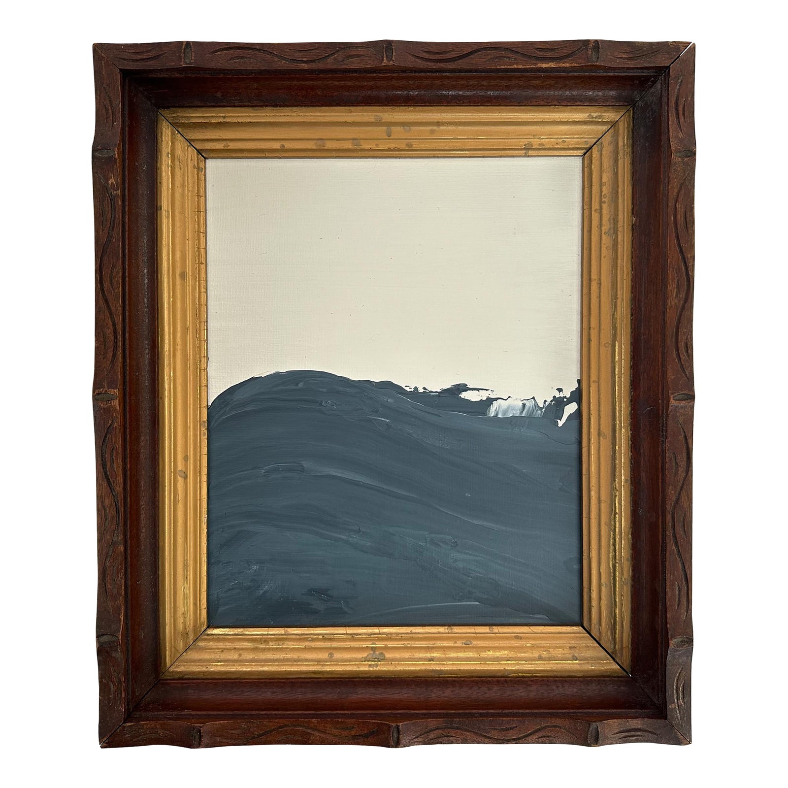 "Waves" Abstract Art in Vintage Frame, Seascape Transitional Wall Art ...