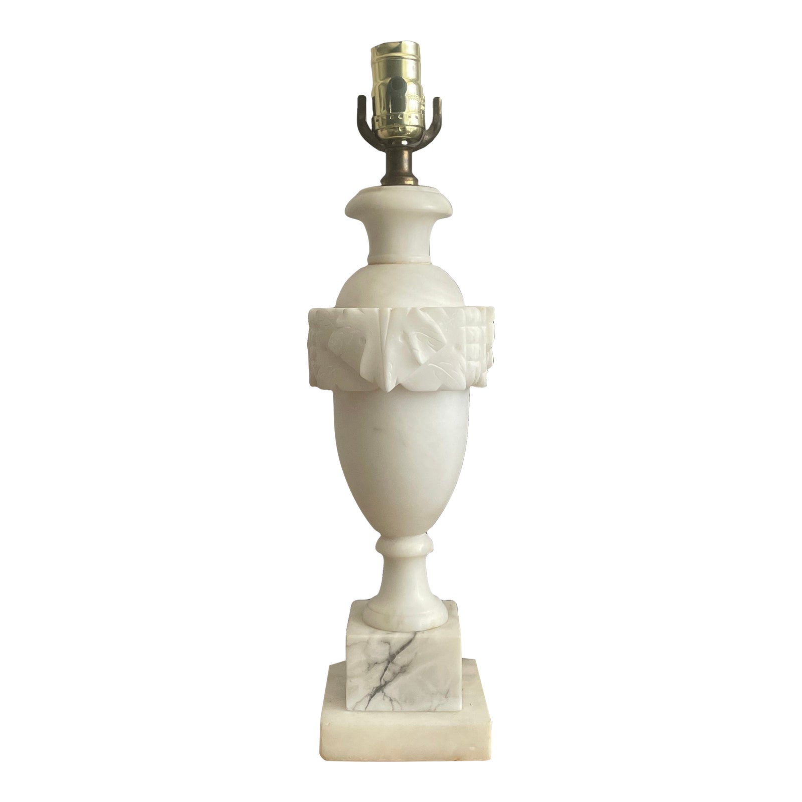 Italian Carved Marble Lamp | Chairish