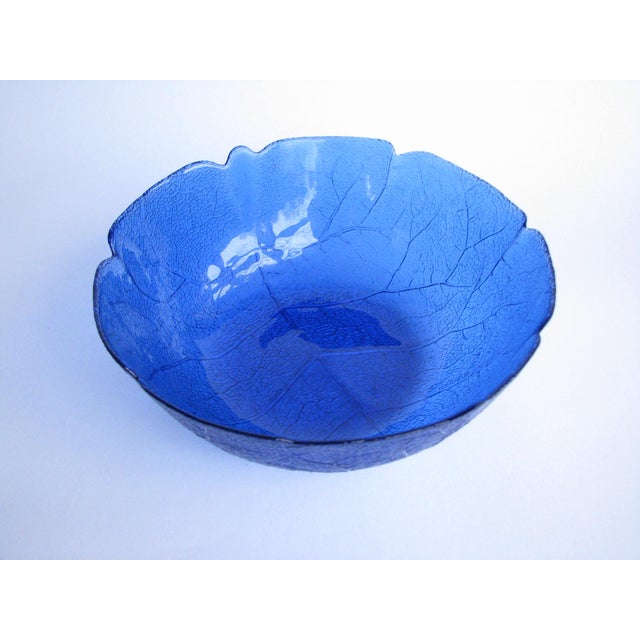 Vintage Arcoroc Aspen Cobalt Blue Glass Leaf Serving Bowl, Made in ...