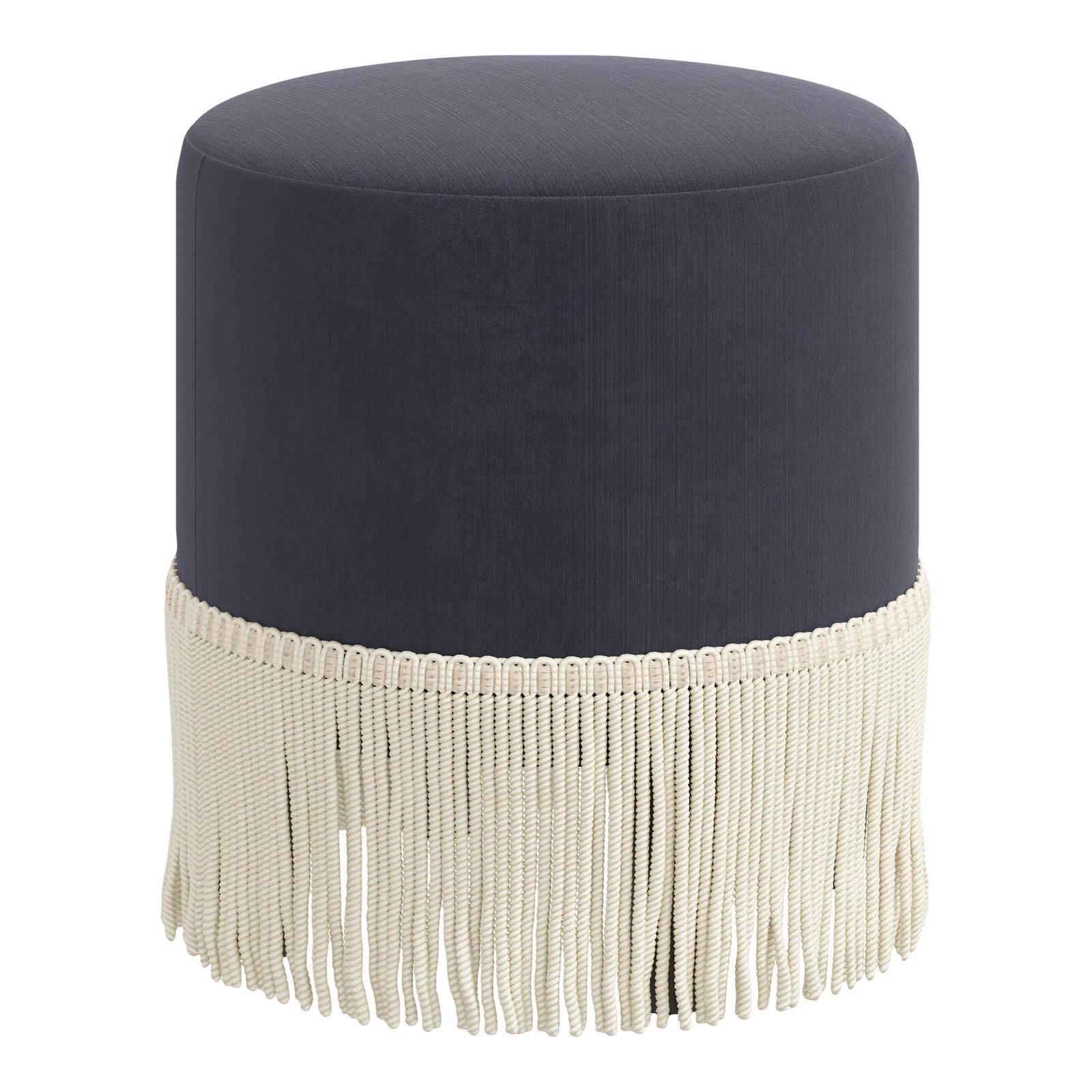 Fringe Ottoman in Titan Ocean | Chairish