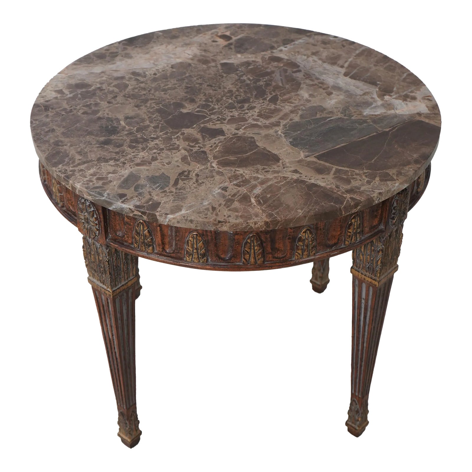 Italian Style Round Marble Top Lamp Table | Chairish